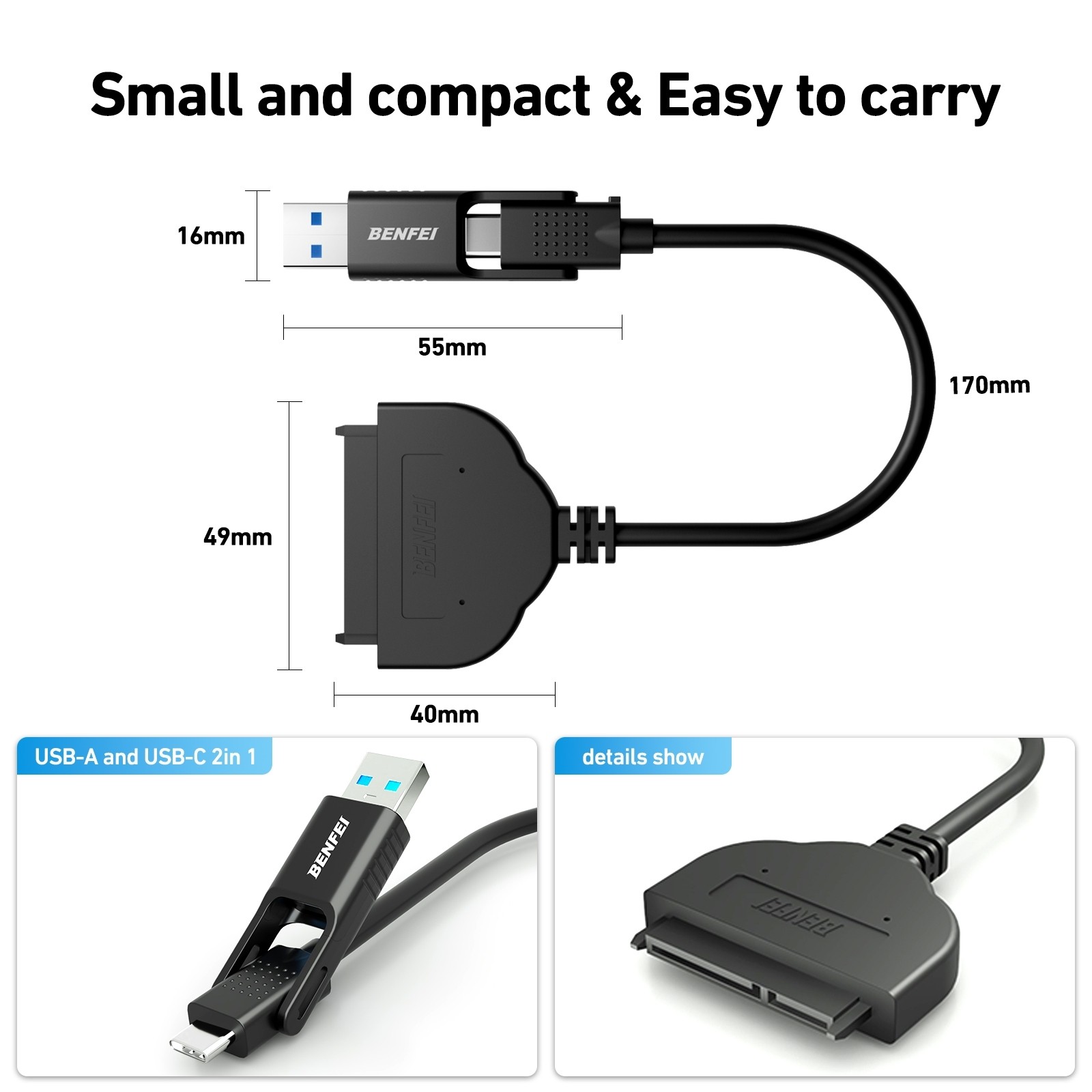 BENFEI 2in1 USB-C/USB 3.0 to SATA III Hard Driver Adapter - PowerhousePC