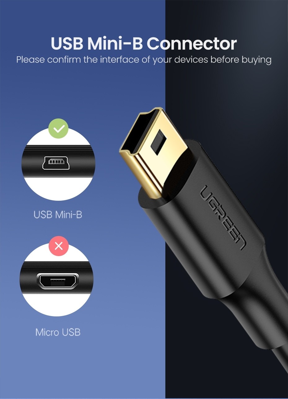 UGREEN 10355 USB-A to Mini-USB Cable 1M - PowerhousePC