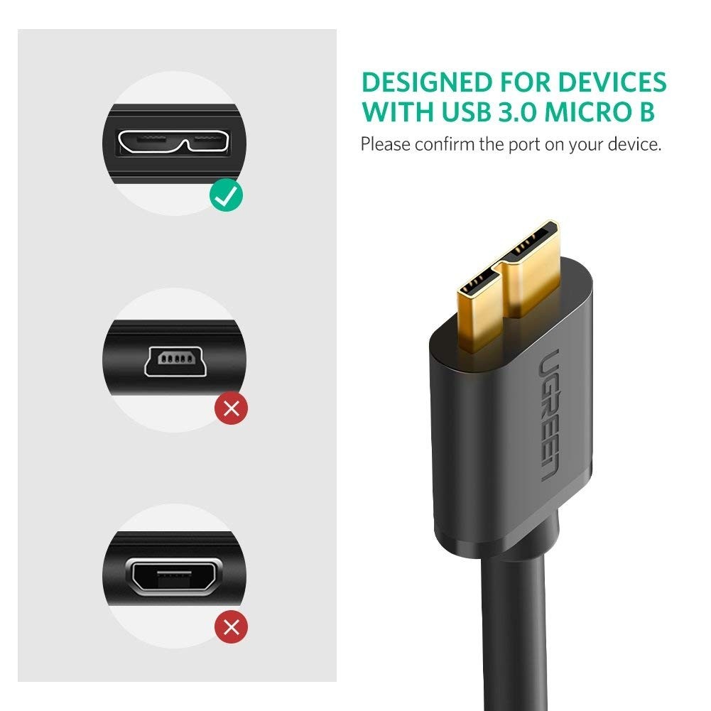 UGREEN USB 3.0 A Male to Micro USB 3.0 Male Cable - Black 1M (10841 ...