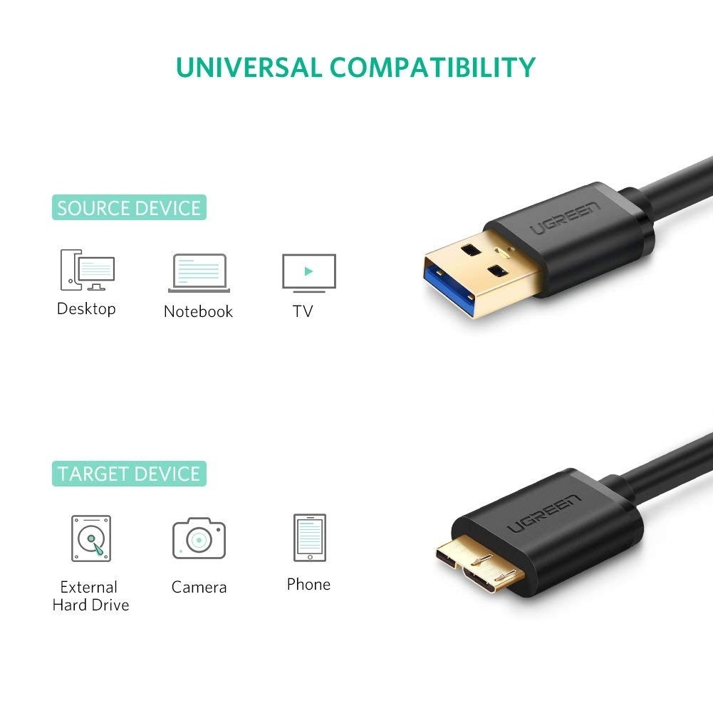 UGREEN USB 3.0 A Male to Micro USB 3.0 Male Cable - Black 1M (10841 ...