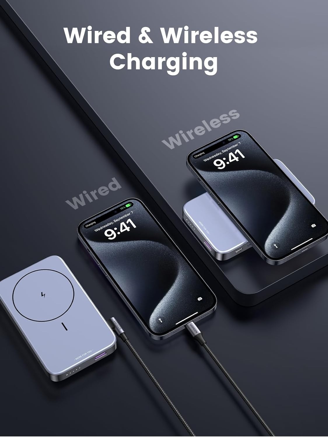 UGREEN 15086 10000mAh Magnetic Wireless Power Bank (Sapce Gray ...