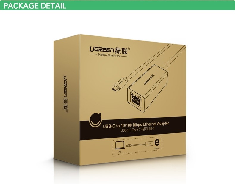 UGREEN 30287 USB-C 10/100Mbps Ethernet Adapter - PowerhousePC