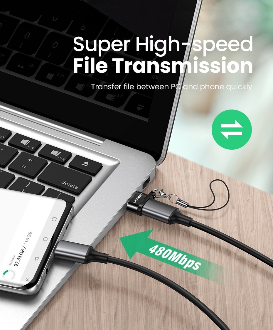 UGREEN 50568 USB-C 3.1 Female to USB-A 2.0 Male Adapter - PowerhousePC