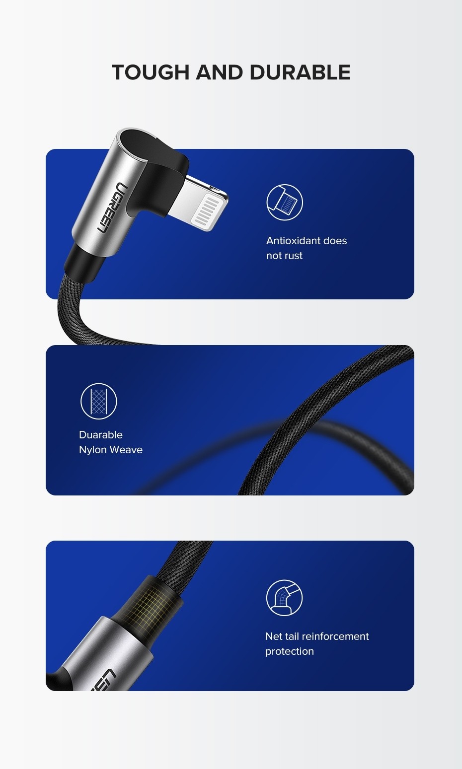 UGREEN 60521 USB-A to 8-pin Lightning 90 Degree Angel Cable 1M ...