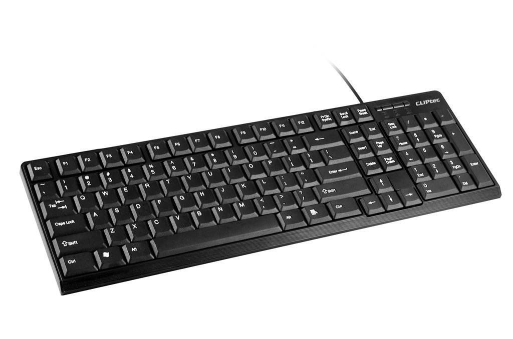 CLiPtec KLASSIC USB STANDARD KEYBOARD (SPILL-RESISTANT DESIGN) - Black ...