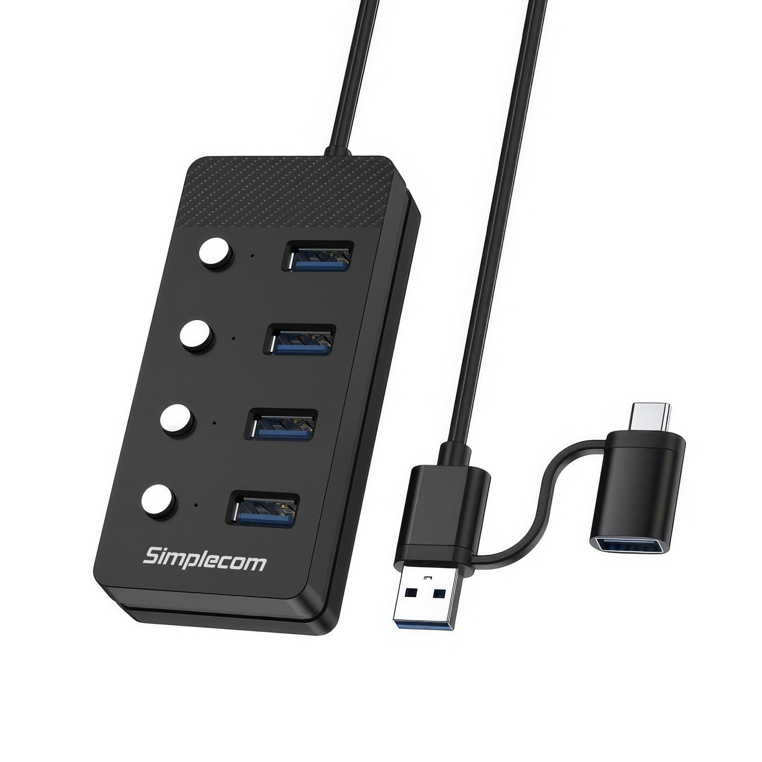 Simplecom CH345C SuperSpeed USB-A and USB-C to 4-Port USB 3.0 Hub 5Gbps ...