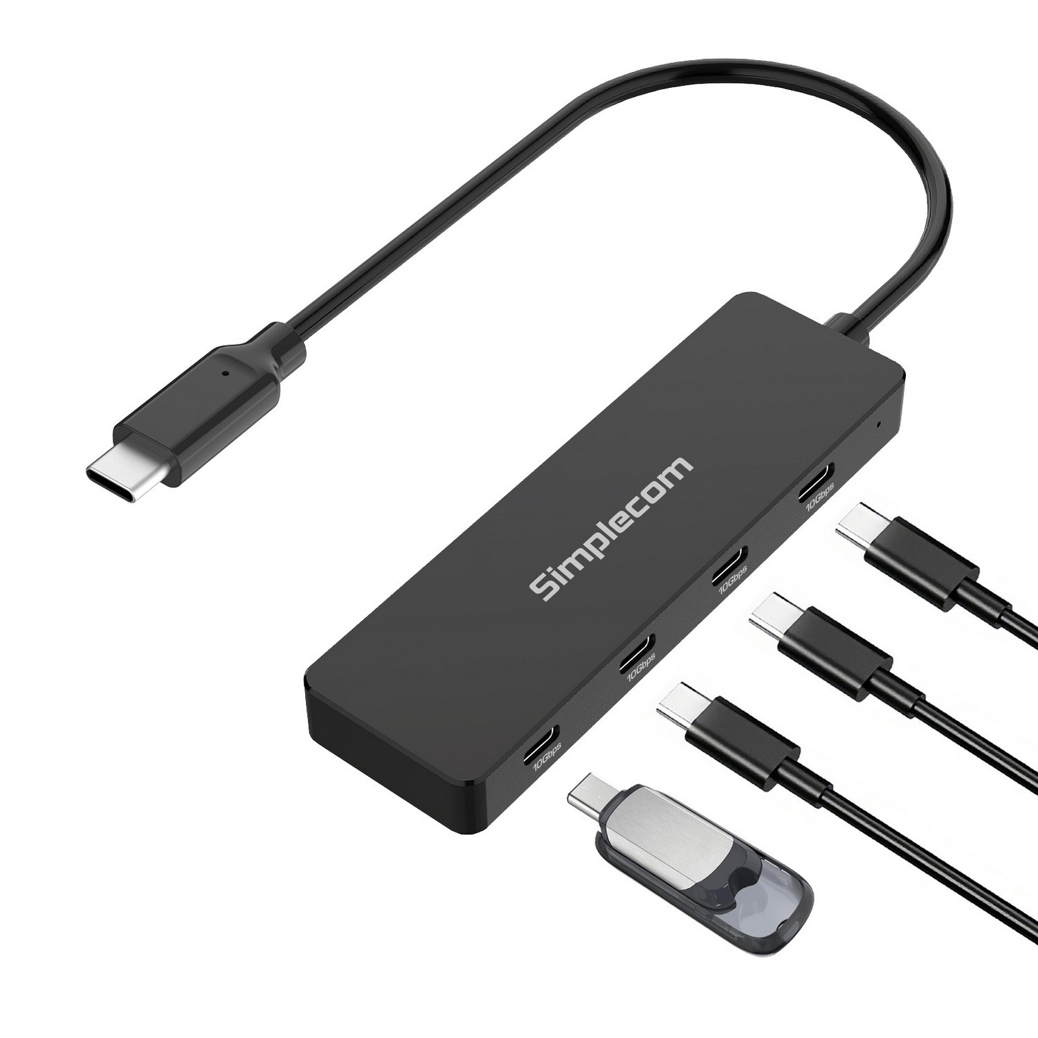 Simplecom CH384 USB-C to 4-Port USB-C Data Hub USB 3.2 Gen 2 10Gbps ...