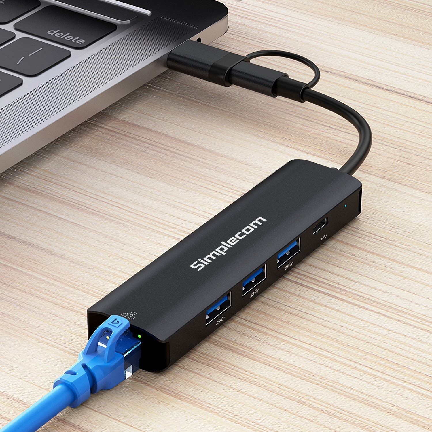 Simplecom CHN436 USB-C and USB-A to 4-Port USB HUB with Gigabit ...