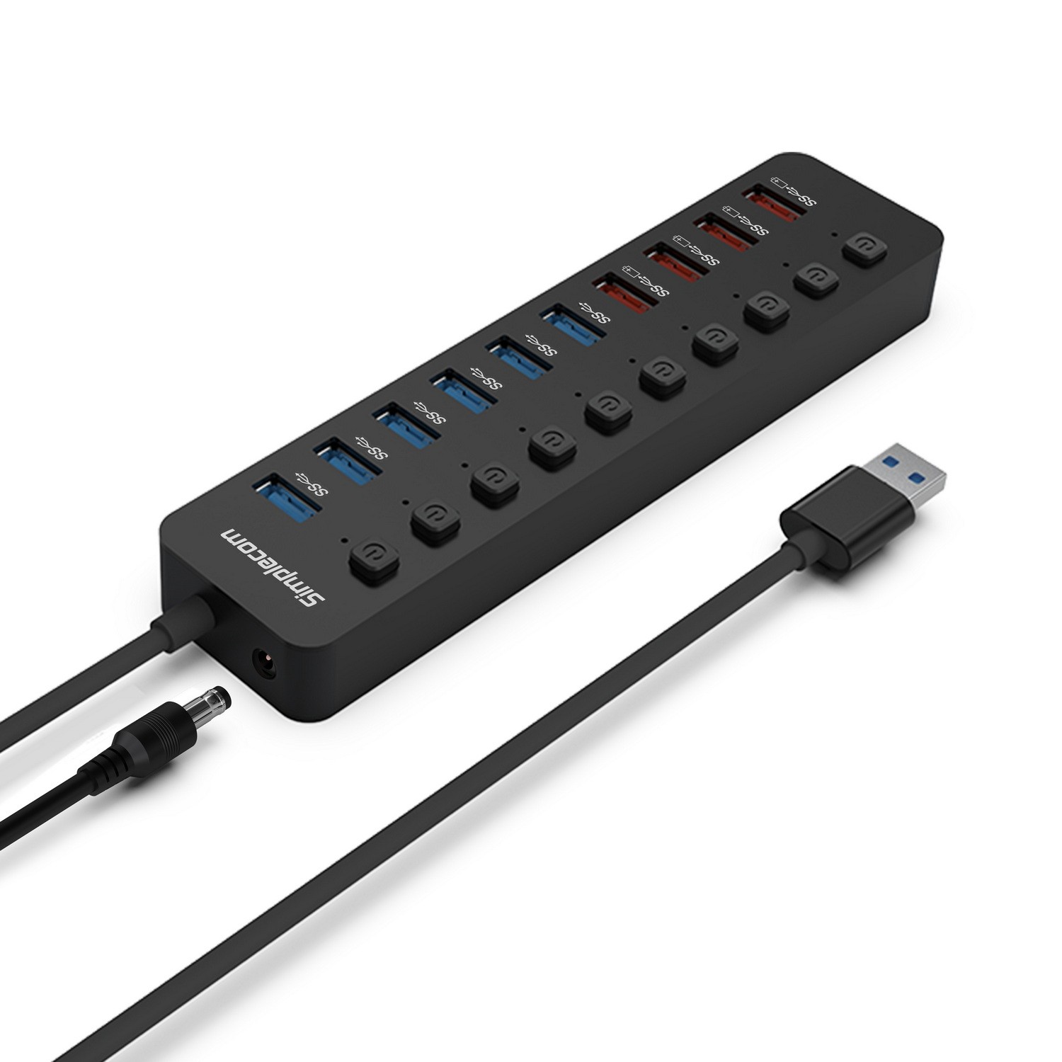 Simplecom CHU810 48W 10-Port USB 3.0 Hub and Charger with Individual ...