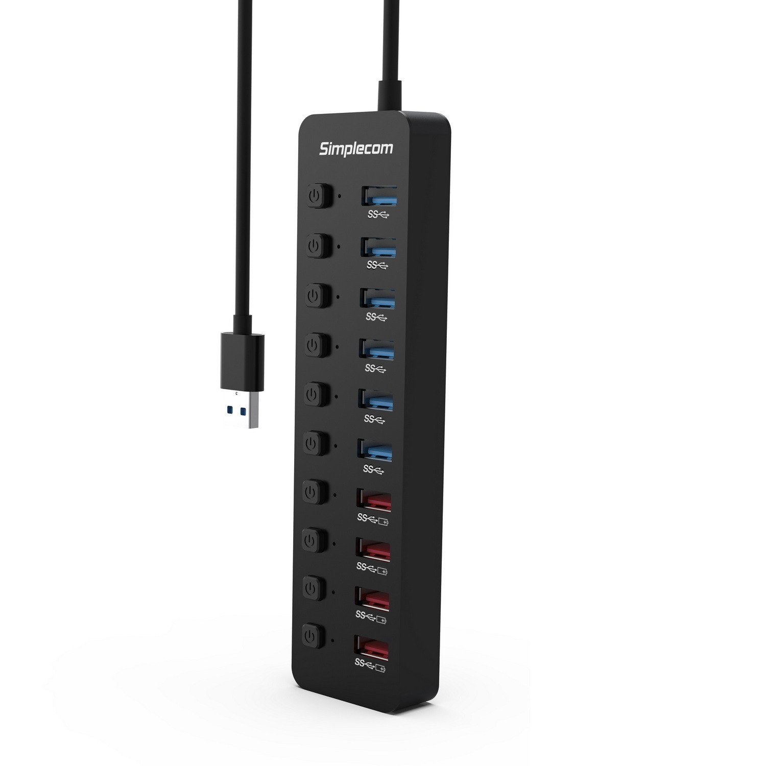 Simplecom CHU810 48W 10-Port USB 3.0 Hub and Charger with Individual ...