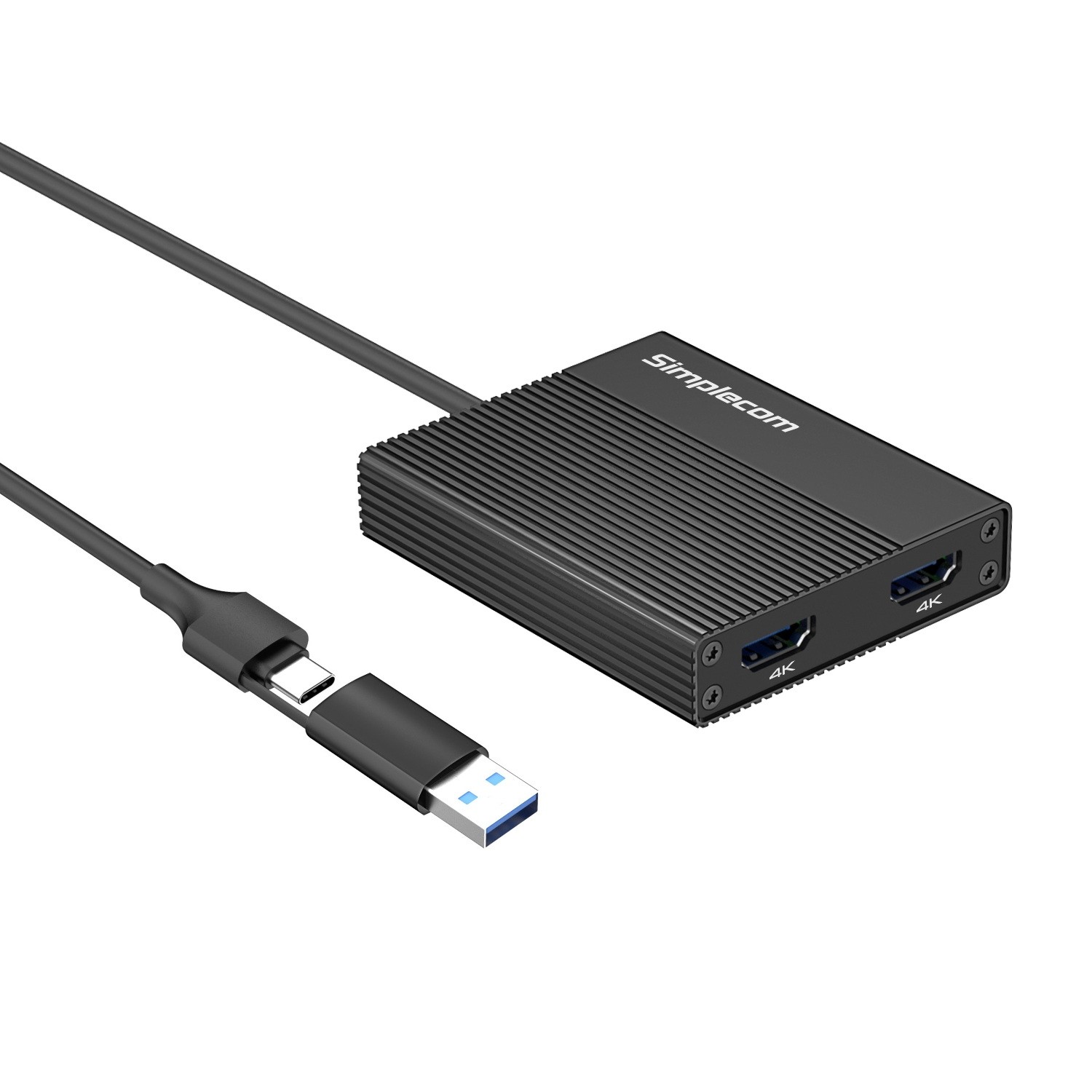 Simplecom DA369 USB 3.0 or USB-C to Dual 4K HDMI 2.0 Display Adapter ...