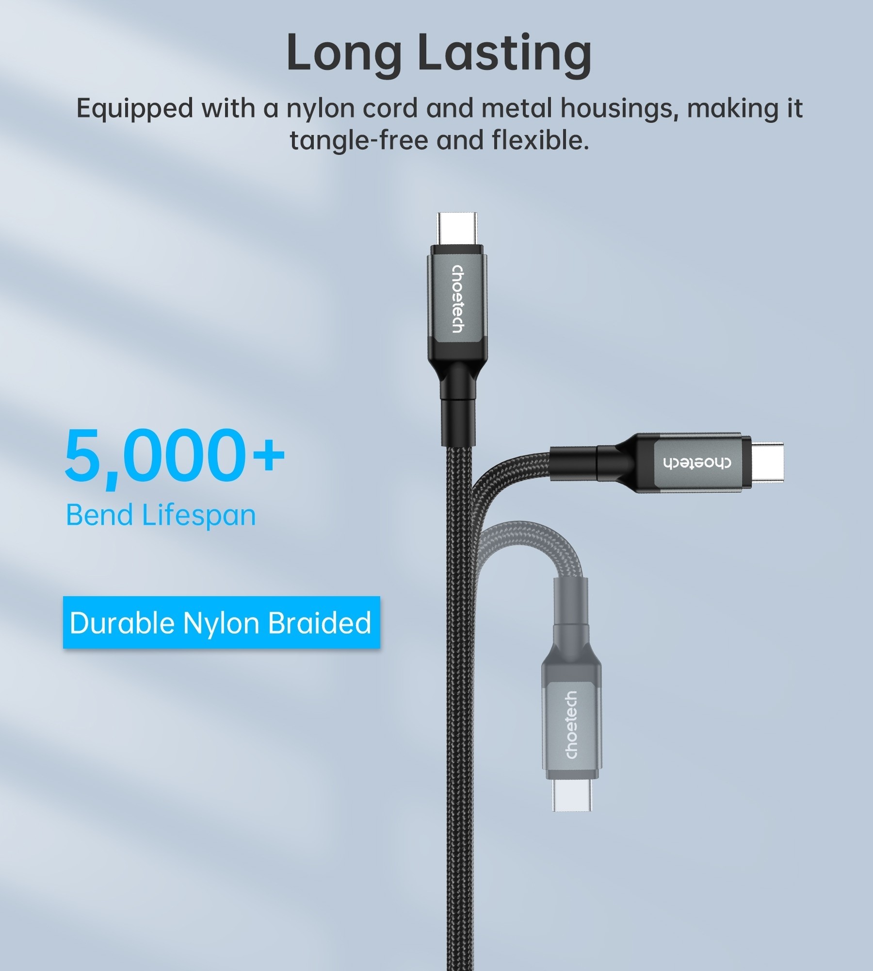 CHOETECH XCC-1040 USB-C M to M 240W Super Fast Speed Gen3 Cable 1.2M ...