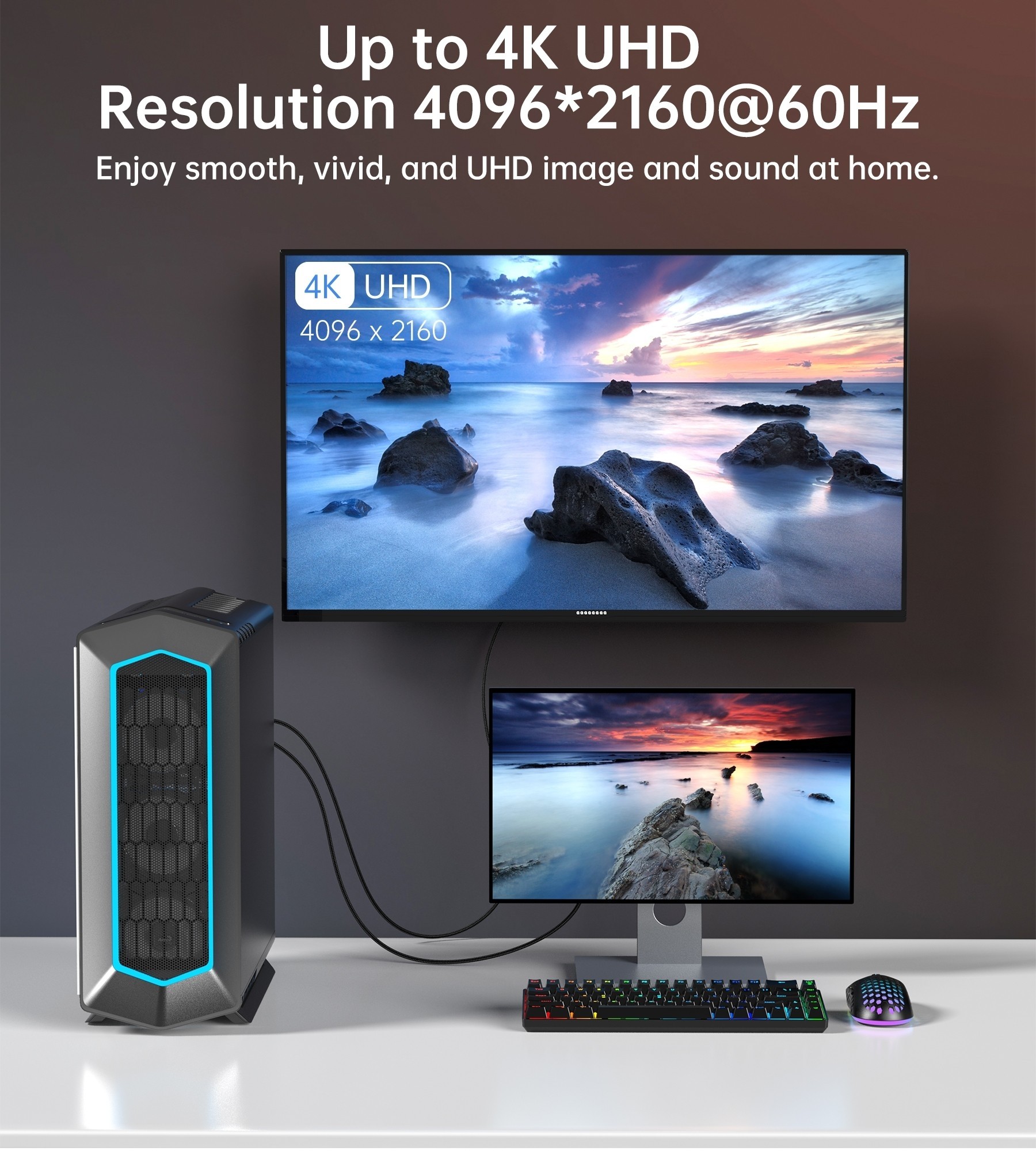 CHOETECH XDH01 4K 60Hz DisplayPort Male to HDMI Male Braided Cable 2M ...