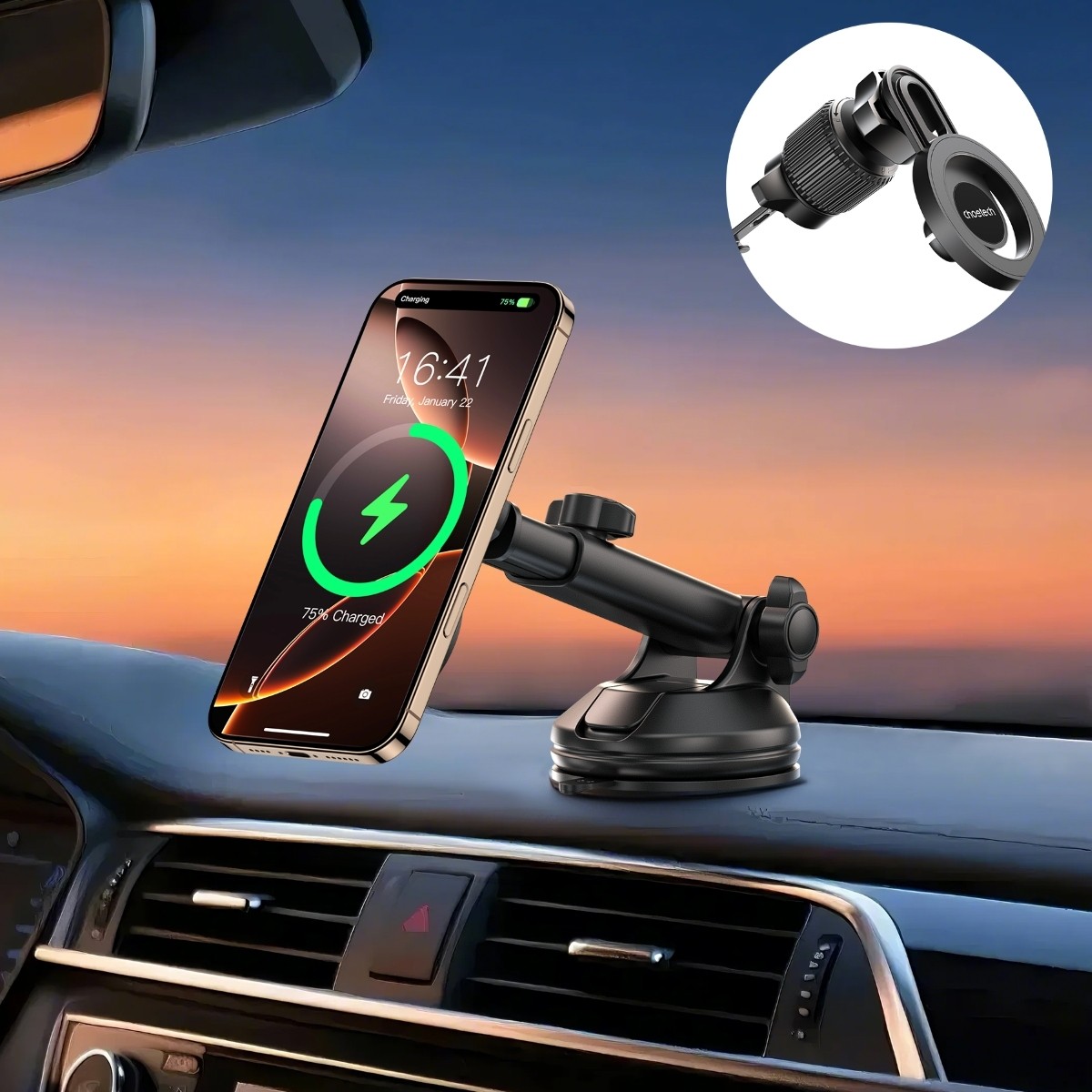 Choetech H01005 Magnetic Car Mount 360-dgree Rotation, Telescopic Arm ...