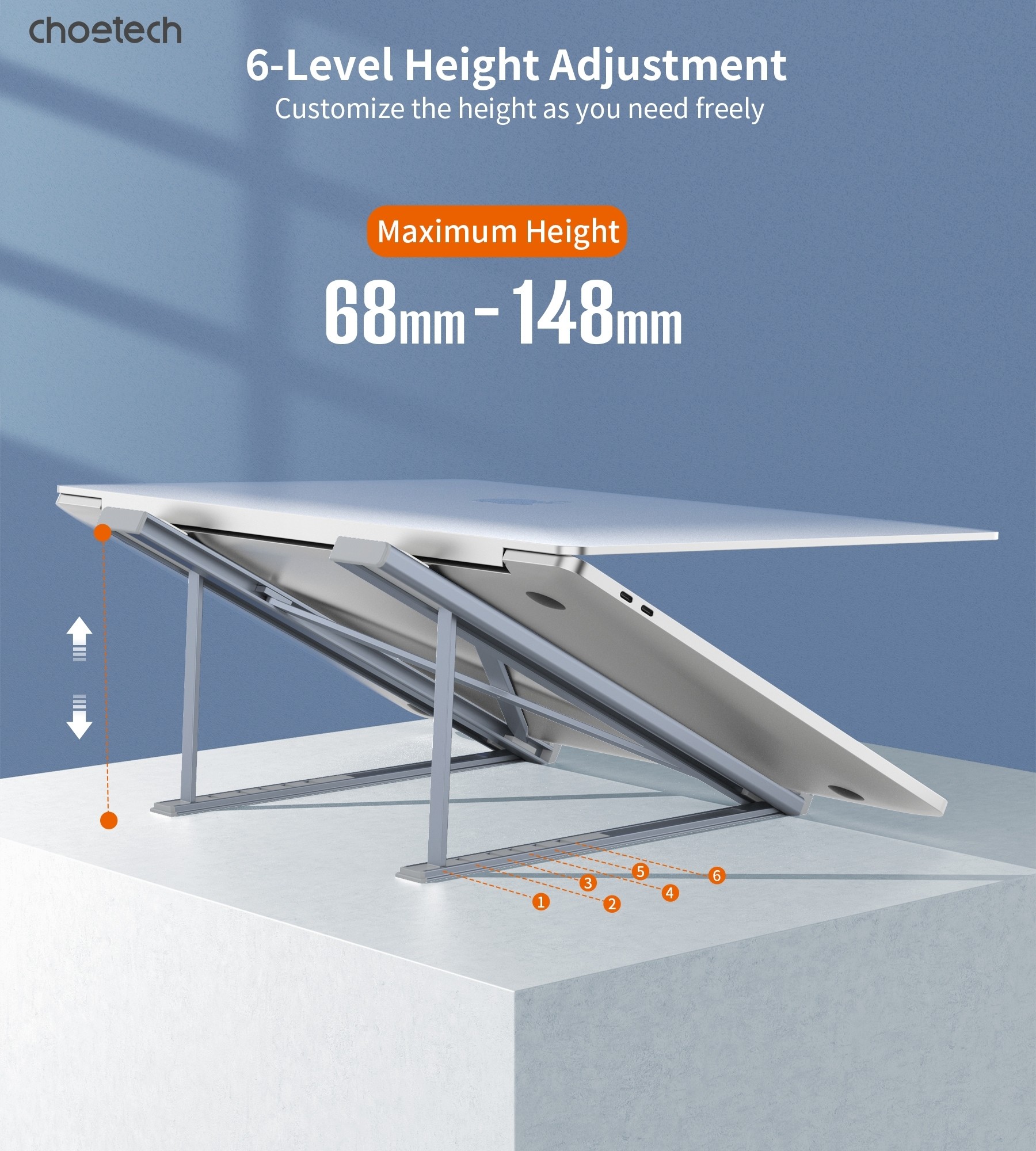 CHOETECH H055-GY Aluminum Foldable Laptop Stand - PowerhousePC