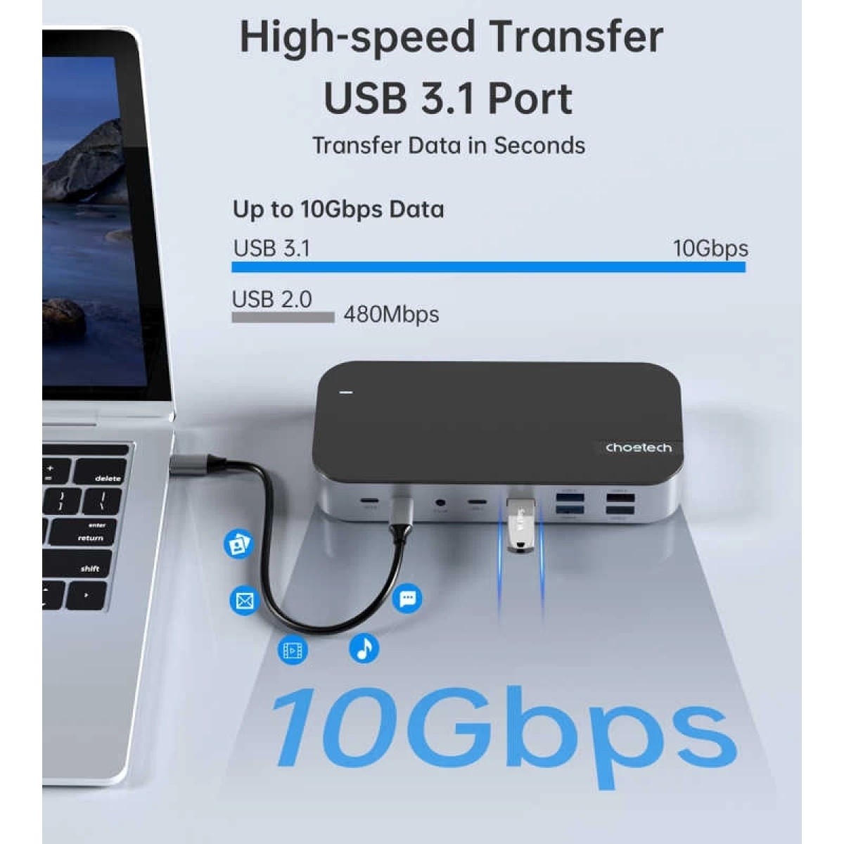 Choetech Hub M52 15 In 1 Laptop Usb C Docking Station Powerhousepc