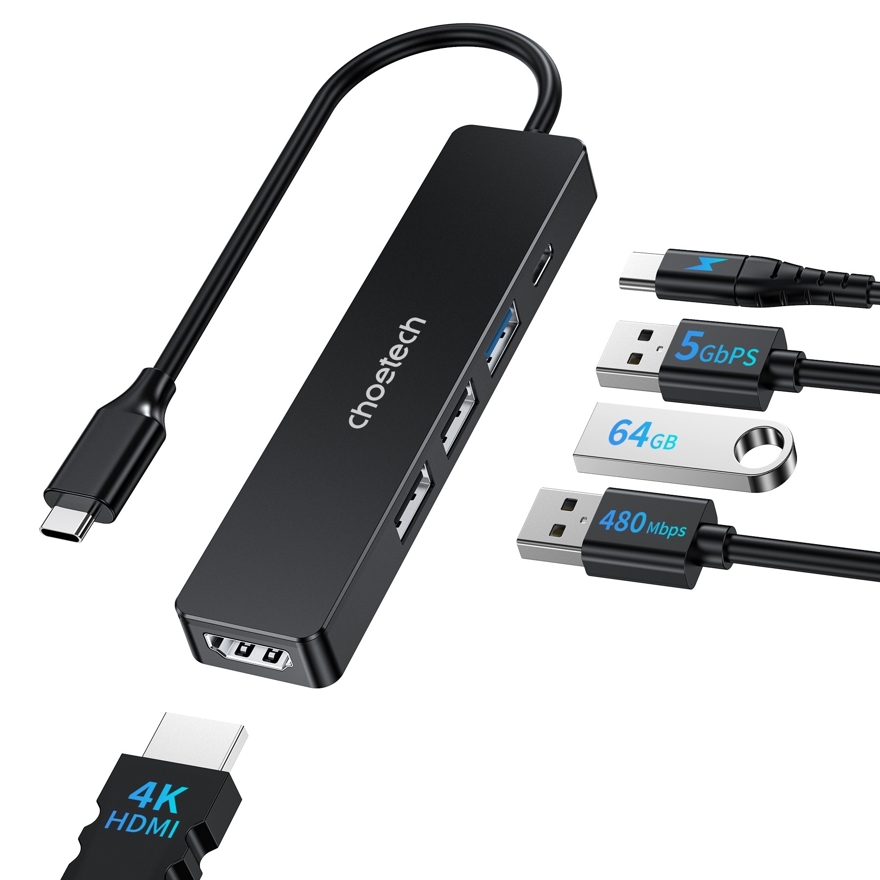 CHOETECH HUB-M80 Hub 5-in-1 Multifunctional Hub - PowerhousePC