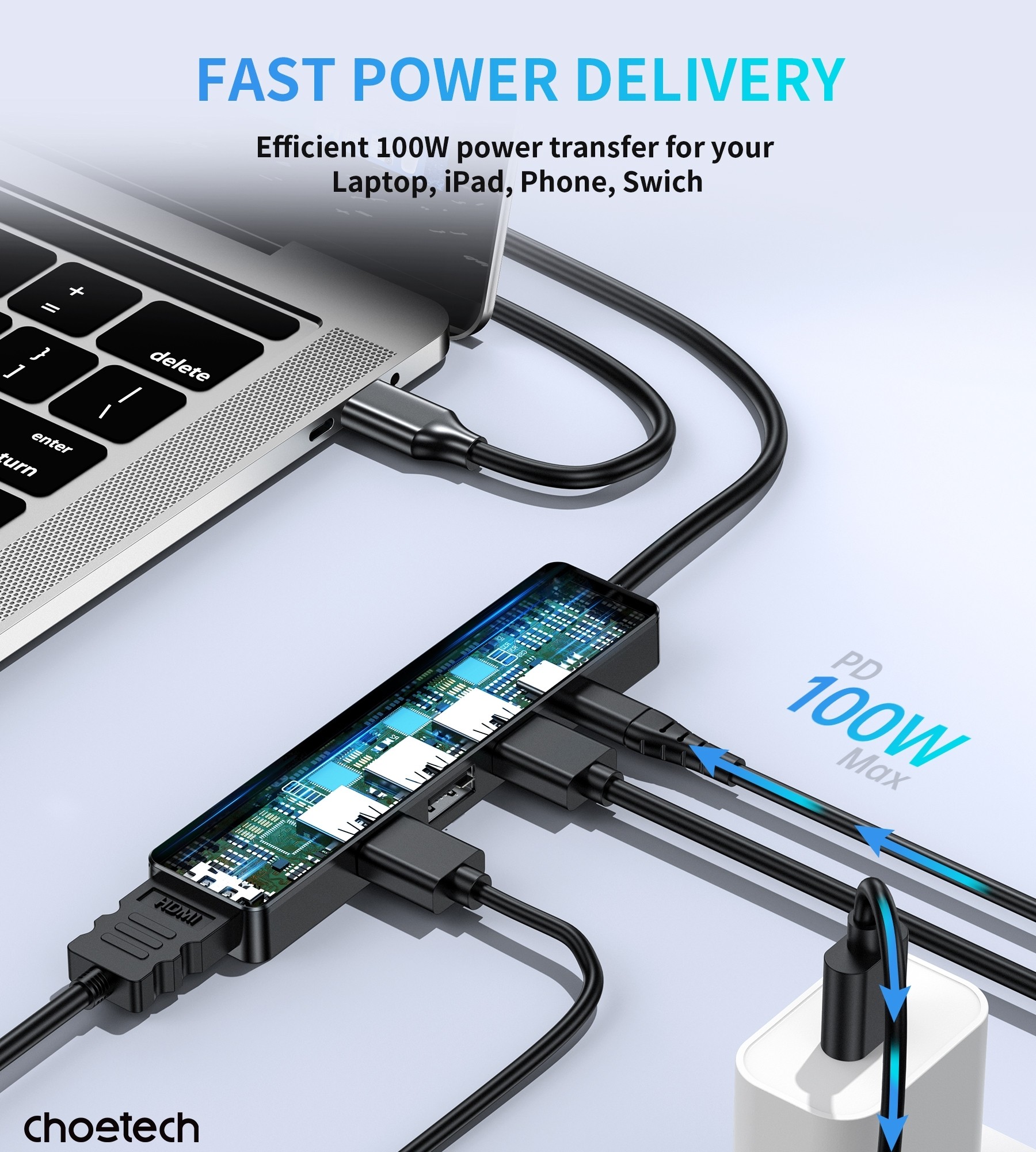CHOETECH HUB-M80 Hub 5-in-1 Multifunctional Hub - PowerhousePC