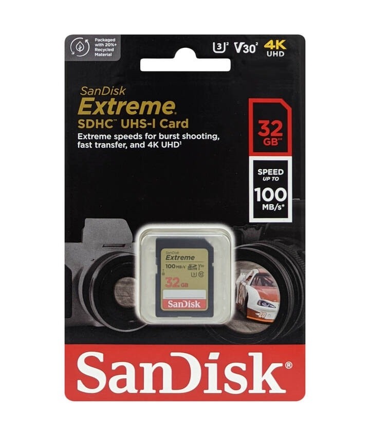 SanDisk 32GB Extreme SD UHS-I Card (SDSDXVT-032G-GNCIN) - PowerhousePC