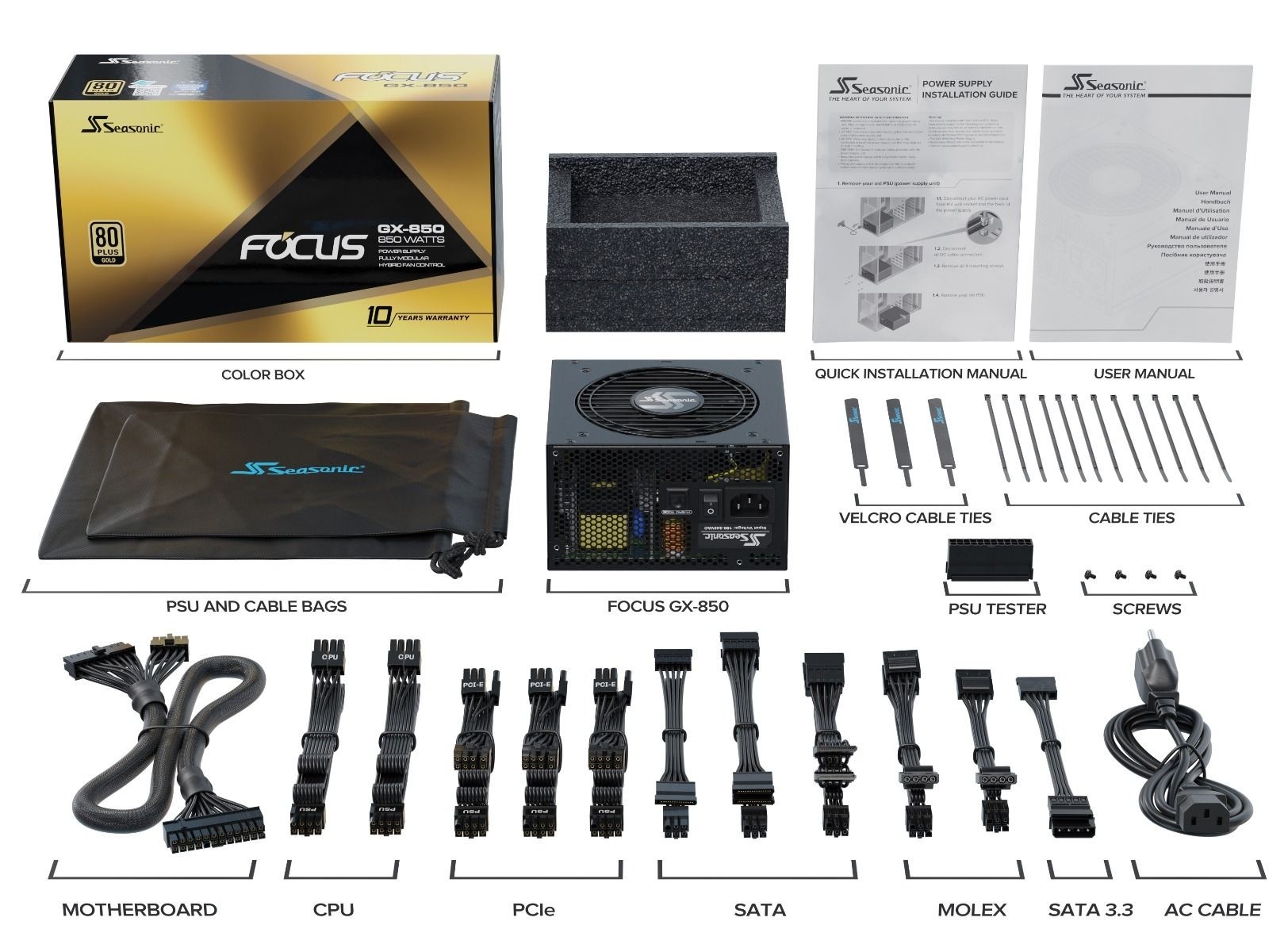 SeaSonic 850W FOCUS GX-850 Gold PSU (SSR-850FX) (OneSeasonic ...