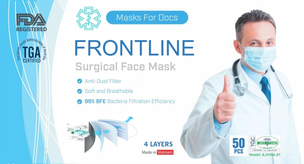 Frontline Surgical Disposal Face Mask 4-Layer (50 pcs) - PowerhousePC