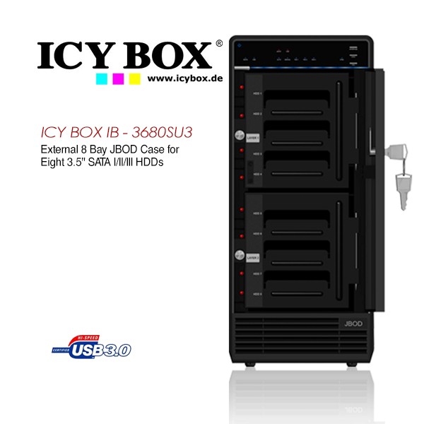 ICY BOX External 8x JBOD enclosure for 8x 3.5" SATA I/II/III HDDs (IB ...