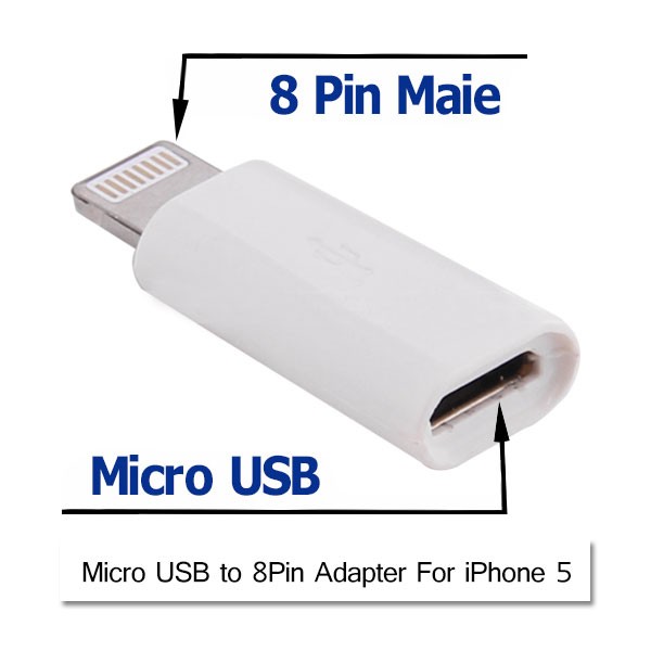 Micro USB to 8pin Adapter for iPhone 5S/5C/5/iPad Air/iPad Mini/iPod ...