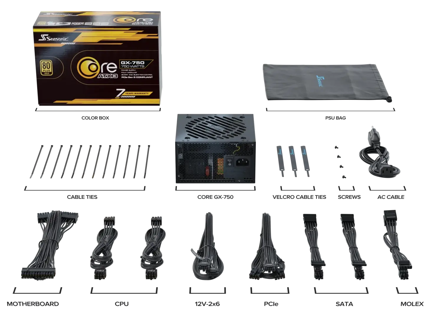 Seasonic Core GX-750 ATX3 80 Plus Gold Full Modular 750W PSU (SRP ...