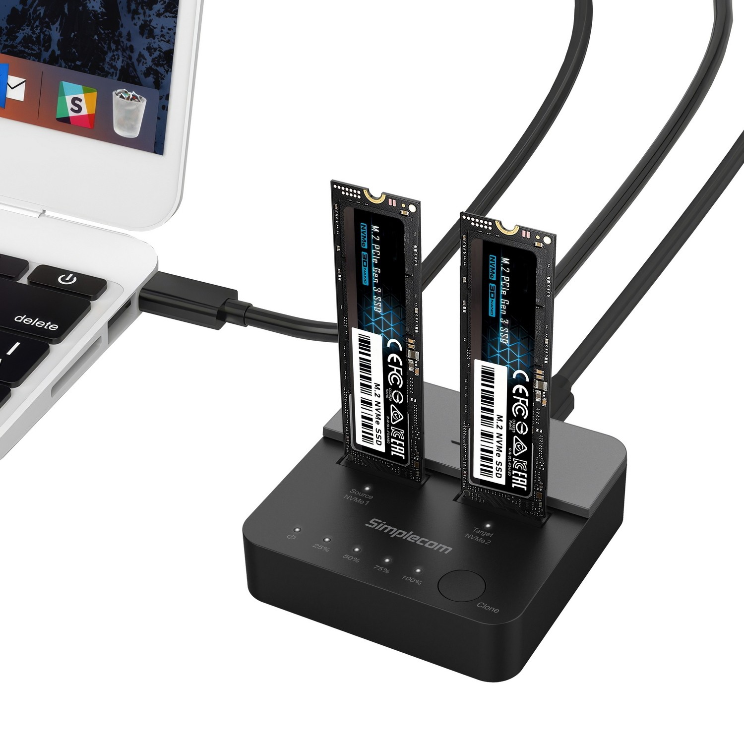 Simplecom SD550v2 USB 3.2 Gen2x2 to Dual Bay NVMe M.2 SSD Docking ...