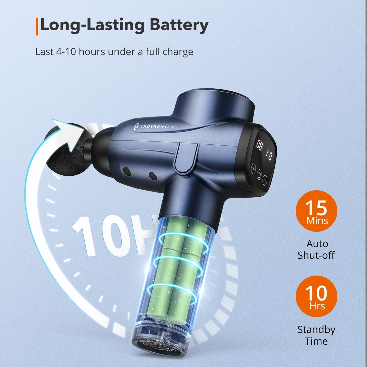 TaoTronics Massage Gun Percussion Massager with 10 Levels TT-PCA003 ...