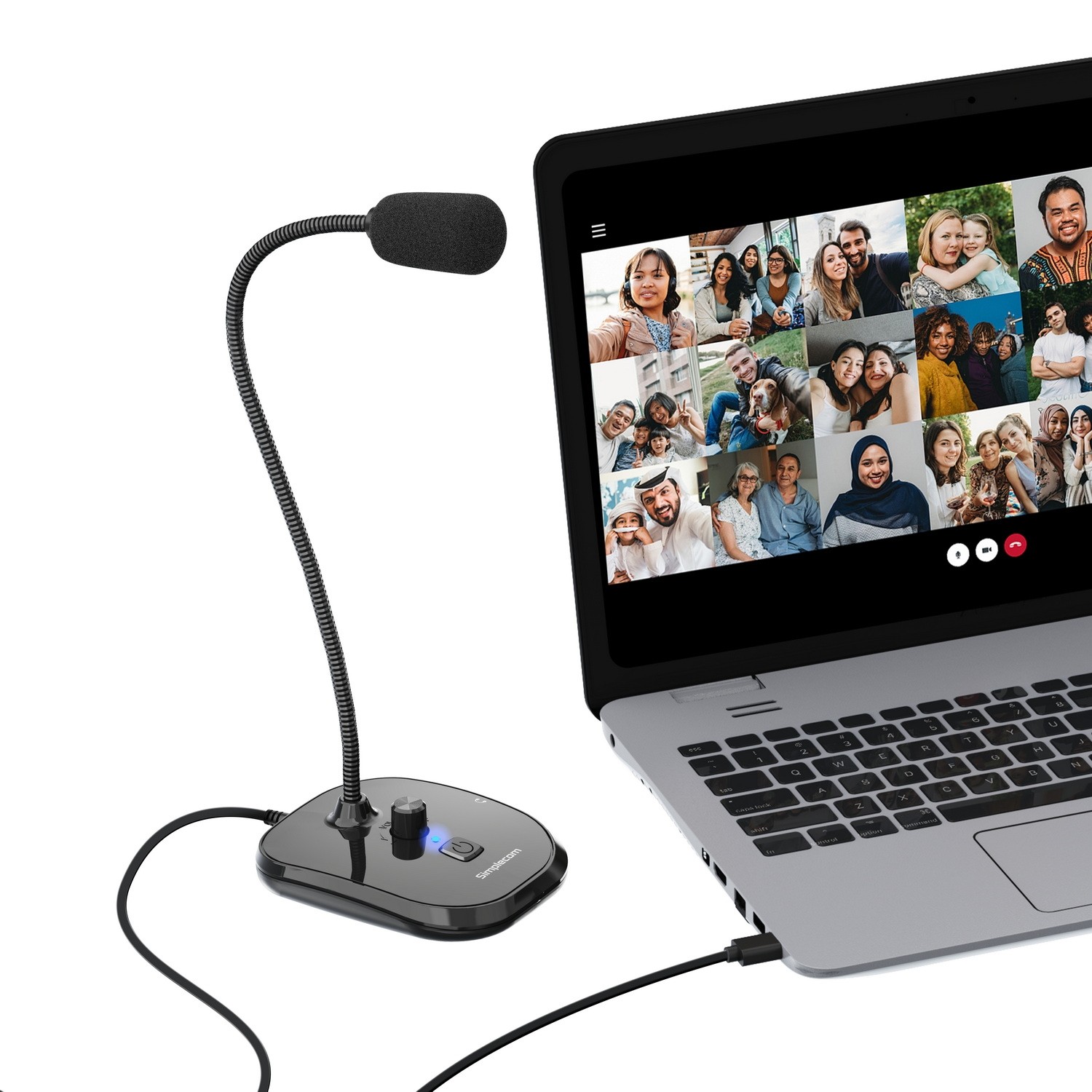Simplecom UM360 Plug and Play USB Desktop Microphone with Headphone ...