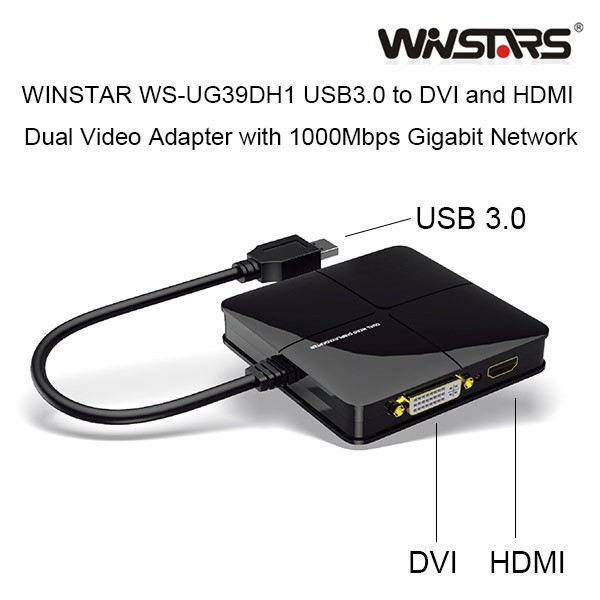 Winstars USB 3.0 Dual Head Display with Gigabit Ethernet Adapter (WS ...