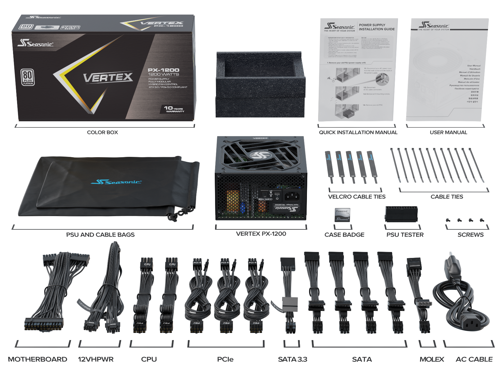 Seasonic VERTEX 1200W (PX-1200) Platinum Fully Modular PSU ATX 3.0 ...